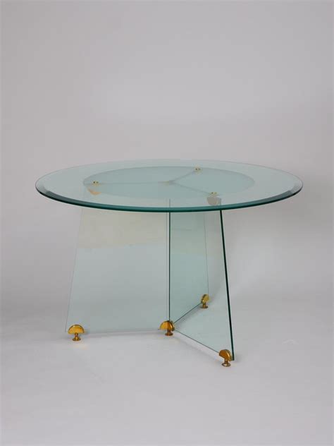 Glass And Brass Circular Table 1970s For Sale At Pamono
