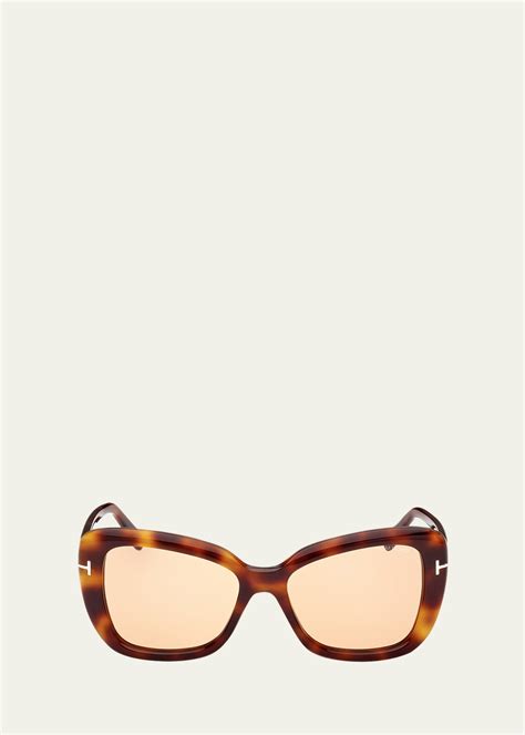 Tom Ford Maeve Havana Acetate Butterfly Sunglasses Bergdorf Goodman
