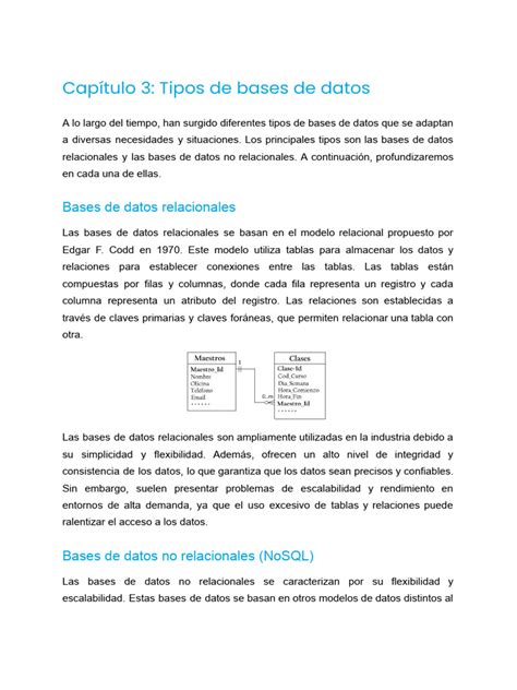 Tipos De Bases De Datos Relacionales Y Nosql Pdf Bases De Datos