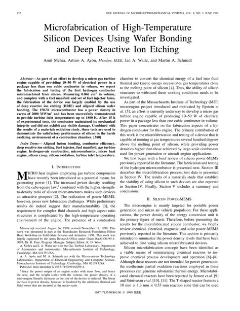 Pdf Microfabrication Of High Temperature Silicon Devices Using Wafer Bonding And Deep Reactive