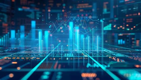 Futuristic Financial Data Visualization With Interconnected Bar Charts And Graphs In Vibrant