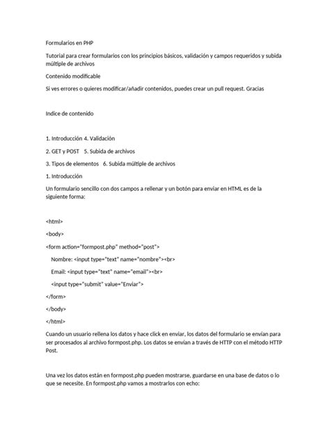 Formularios En Php Ejemplos Pdf