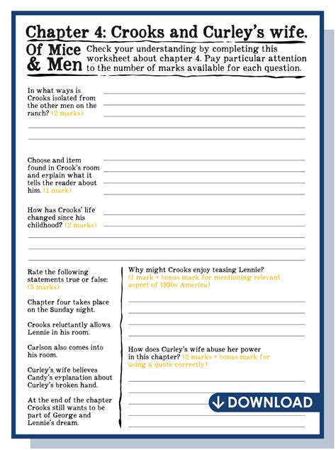Of Mice Men Worksheet Doodle Education Worksheets Library