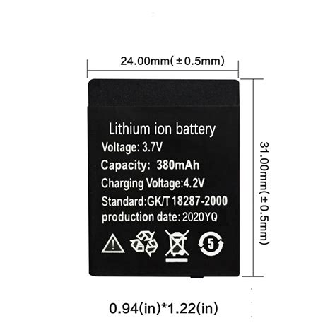 1pc 3 pièces 380mAh SmartWatch Rechargeable Li ion Grandado