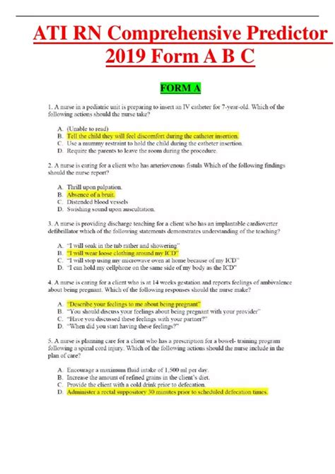 ATI RN Comprehensive Predictor 2023 Form A B C Nursing Stuvia US