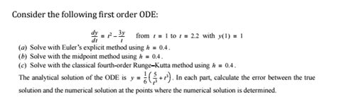 Solved Consider The Following First Order Ode Dydt T2