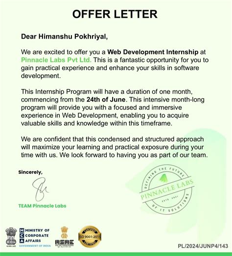 Himanshu Pokhriyal On Linkedin Pinnaclelabspvtltd Internship