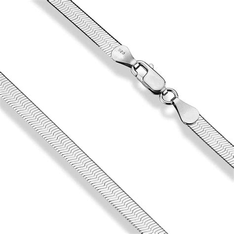 Sterling Silver Imperial Herringbone Chain Necklace 33mm Jewelryaffairs