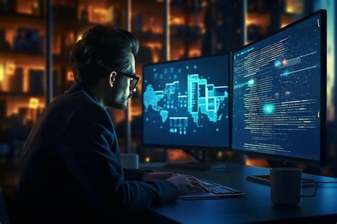 Premium Photo Confident Software Engineer Writing Code Generative Ai
