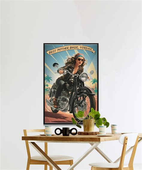 Vintage Inspired Biker Mom Wall Art Mother S Day Gift Retro