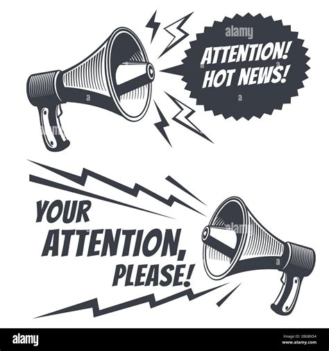 Attention Please Vector Symbols With Voice Megaphone Commercial Poster
