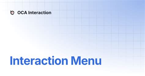 Interaction Menu Oca Interaction