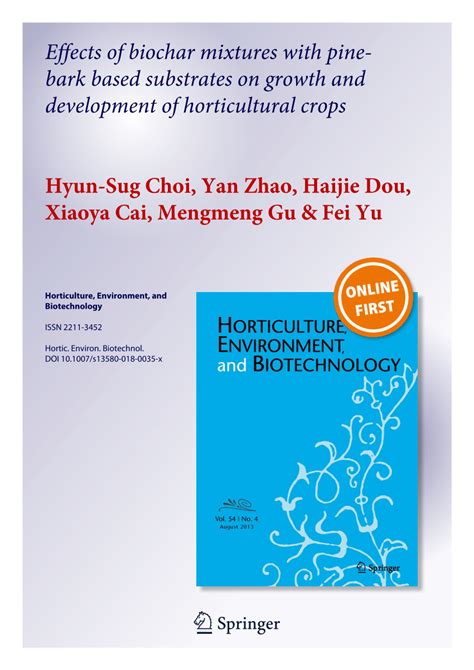 Pdf Effects Of Biochar Mixtures With Pine Bark Based Substrates On Growth And Development Of