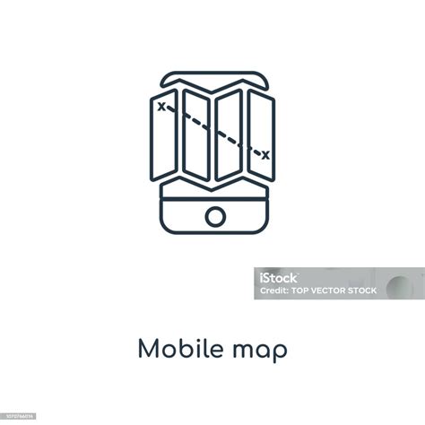 모바일 지도 개념 선 아이콘입니다 선형 모바일 지도 개념 개요 기호 디자인입니다 이 간단한 요소 그림 사용할 수 있습니다 웹 및 모바일 Ui Ux가 관광에 대한 스톡 벡터