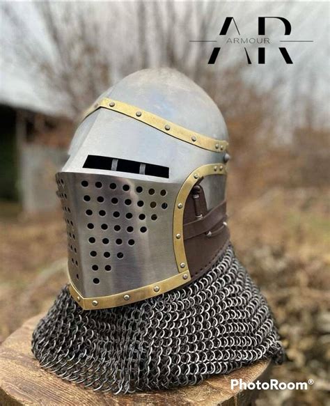 Medieval Combat Bascinet Helmet Crusader Helmet Elite Knight Etsy Medieval Combat Bascinet Helmet Crusader Helmet Elite Knight Etsy