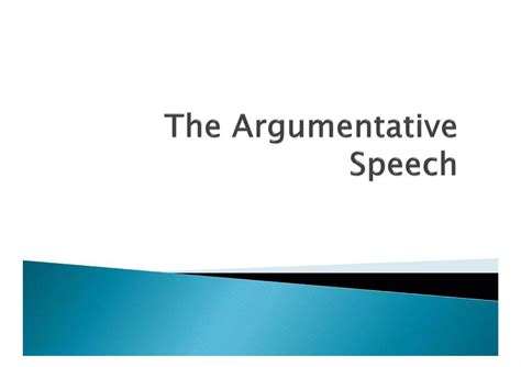 The Argumentative Speech Pdf