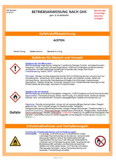 Betriebsanweisung Gefahrstoffe Erstellen So Gehts