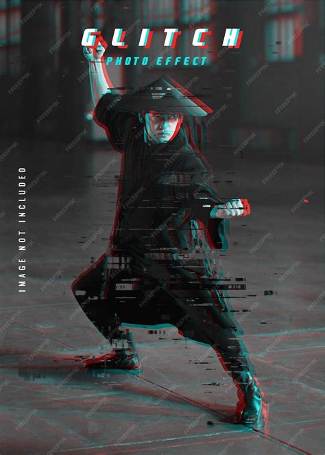 글리치 사진 효과 템플릿 프리미엄 Psd 파일