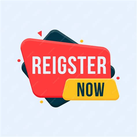 Premium Vector Red Yellow Register Now Banner Label