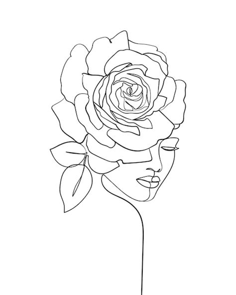 Rose Flower Continuous Line Art Drawing Vector Illustration Rose Drawing Flower Drawing Rose