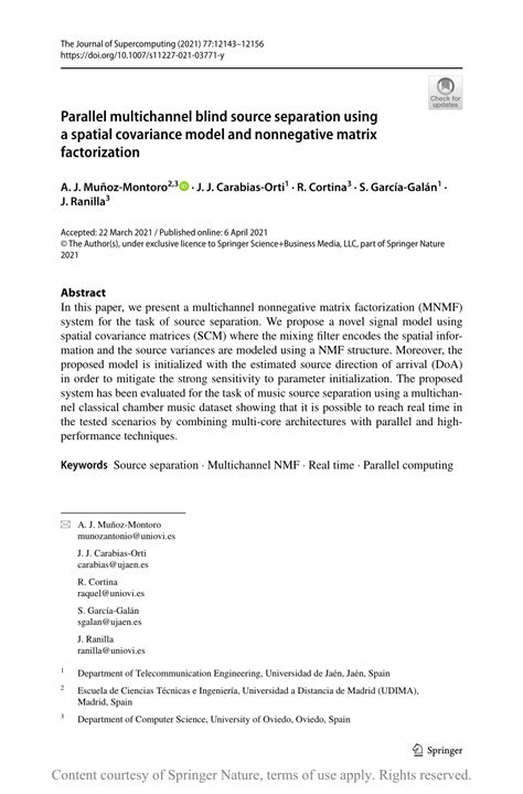 Parallel Multichannel Blind Source Separation Using A Spatial