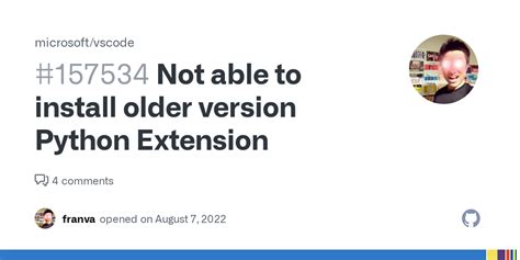 Not Able To Install Older Version Python Extension · Issue 157534