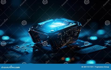 Complex Computer Chip Circuit Board Powers Futuristic Wireless