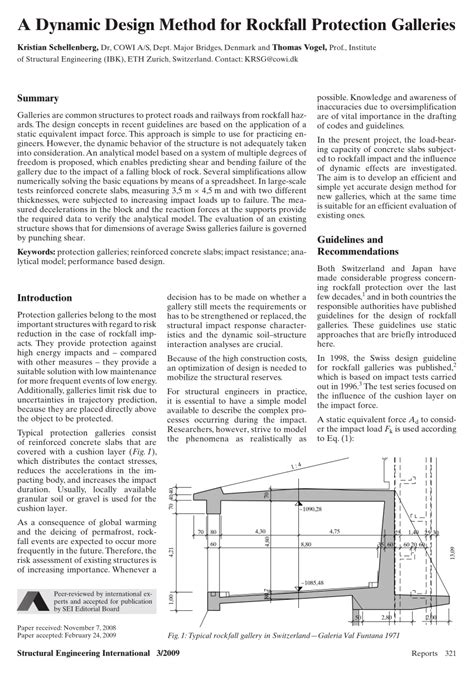Pdf A Dynamic Design Method For Rockfall Protection Galleries