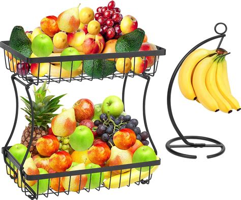 Amazon VGWHY 2 Tier Countertop Fruit Basket Bowl With 2 Banana