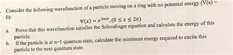 Solved Consider The Following Wavefunction Of A Particle Chegg