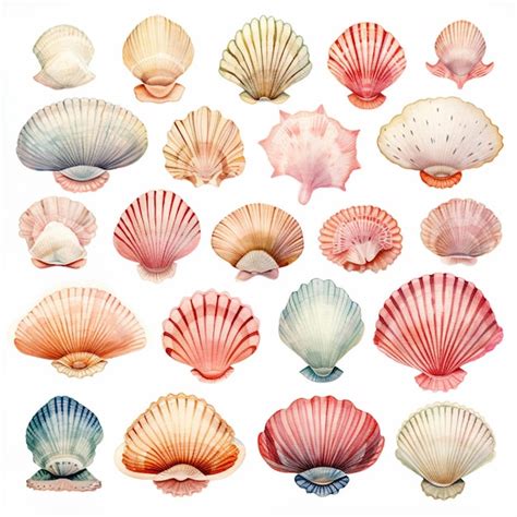 Premium Photo A Close Up Of A Bunch Of Different Types Of Shells Generative Ai