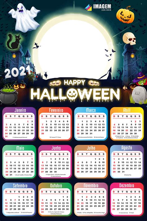 Calendário 2021 De Halloween Moldura Png Imagem Legal