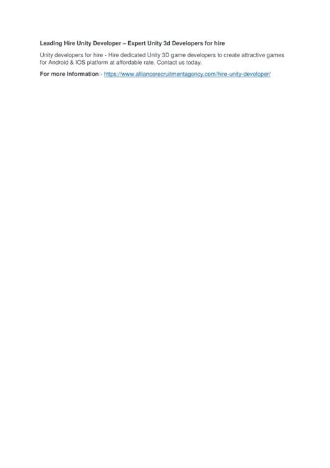 Ppt Hire Unity Developer Powerpoint Presentation Free Download Id11025776