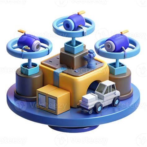 Automated Delivery System Drones Robots And Smart Logistics 56479623 Png