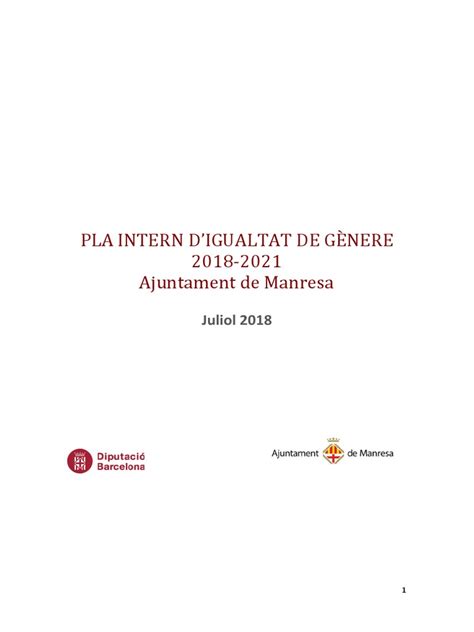 Pla Intern D Igualtat De Genere 2018 2021 Pdf