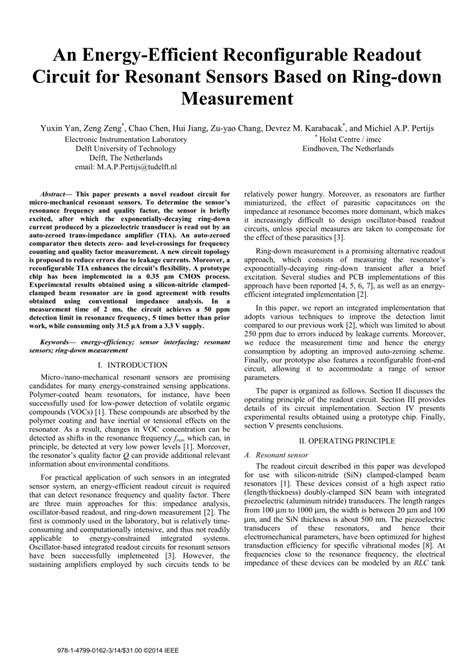 Pdf An Energy Efficient Reconfigurable Readout Circuit For Resonant Sensors Based On Ring Down