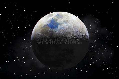 The Moon In The Night Sky Close Up 3d Rendering Stock Illustration Illustration Of Nebula