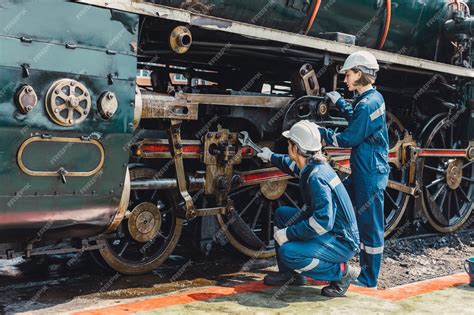 Premium Photo Train Engineer Team Working Service Maintenance Old