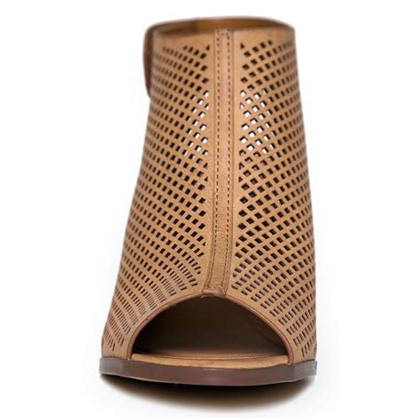 Peep Toe Ankle Strap Sandal Western Bootie Low Stacked Heel Open Toe