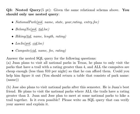 Solved Q3 Nested Query5 ﻿pt Given The Same Relational