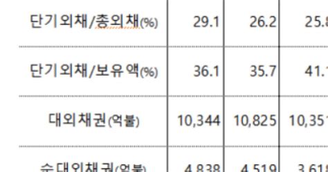 1분기 대외채무 6675억달러작년 말보다 51억달러 감소