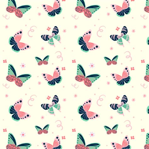 Cute Butterfly Pattern With Floral Elements 360303 Vector Art At Vecteezy