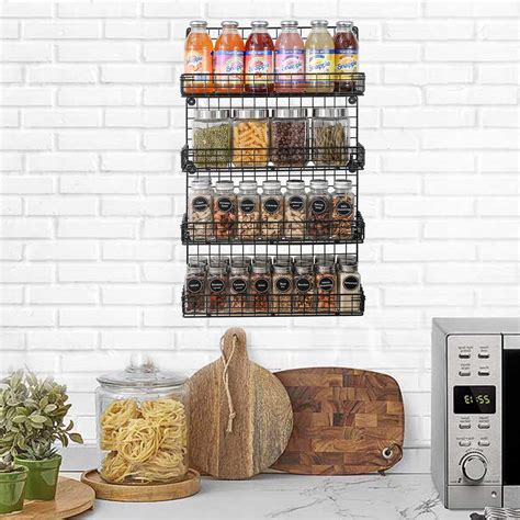 X Cosrack Spice Rack Organizer Wall Mounted 4 Tier Stackable Hanging