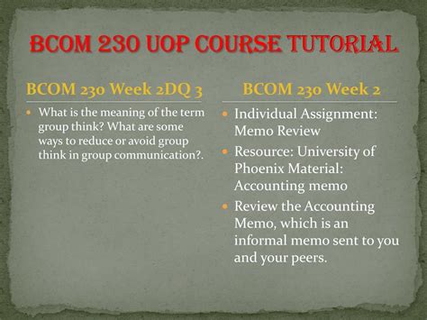 PPT BCOM UOP COURSES TUTORIAL UOPHELP PowerPoint Presentation Free Download ID