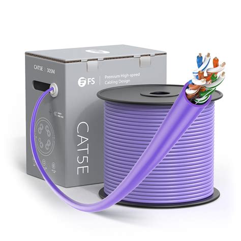 Cat5e Ethernet Solid Bulk Cable 1000ft UTP 24AWG Purple FS