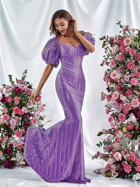 Elegant Off Shoulder Puff Sleeve Mermaid Prom Dresses Faeriesty