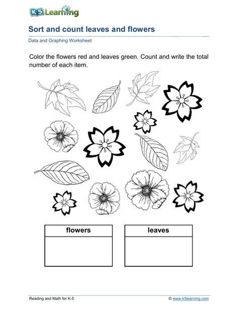 Sort And Count Leaves And Flowers Worksheet