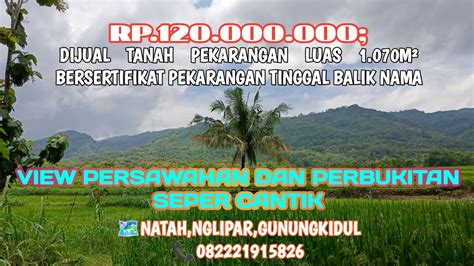 TERJUAL TANAH BERVIEW KEREN LUAS 1 070M² SHM PEKARANGAN HARGA 120