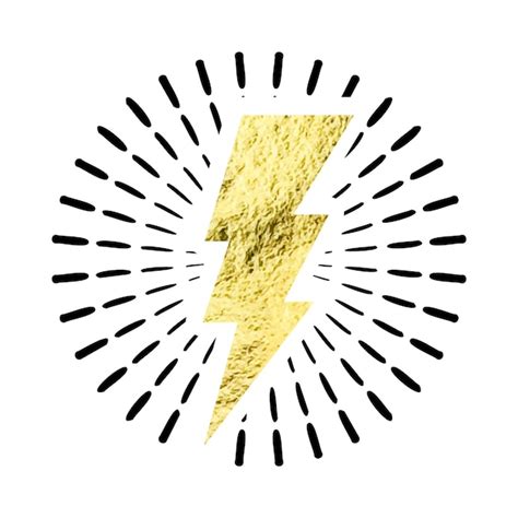 Premium Vector Vintage Golden Lightning Bolt And Sun Rays Gold Foil