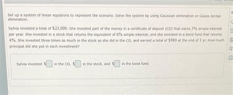 Solved Set Up A System Of Linear Equations To Represent The Chegg